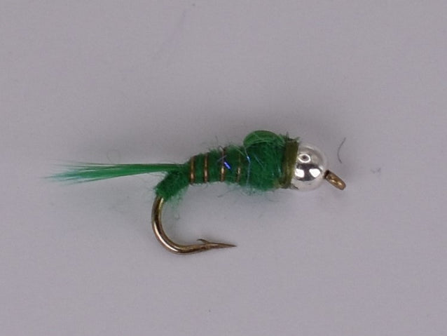 Silver Bead Head Nymph Green (12 Pack) | DNA FISHING TACKLE